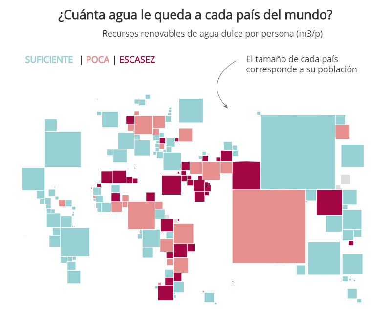 El mapa que muestra los países que se están quedando sin agua. * Hitecma